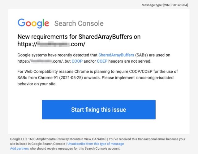 Google Search Console: New Requirements for SharedArrayBuffer Emails - Mediavine